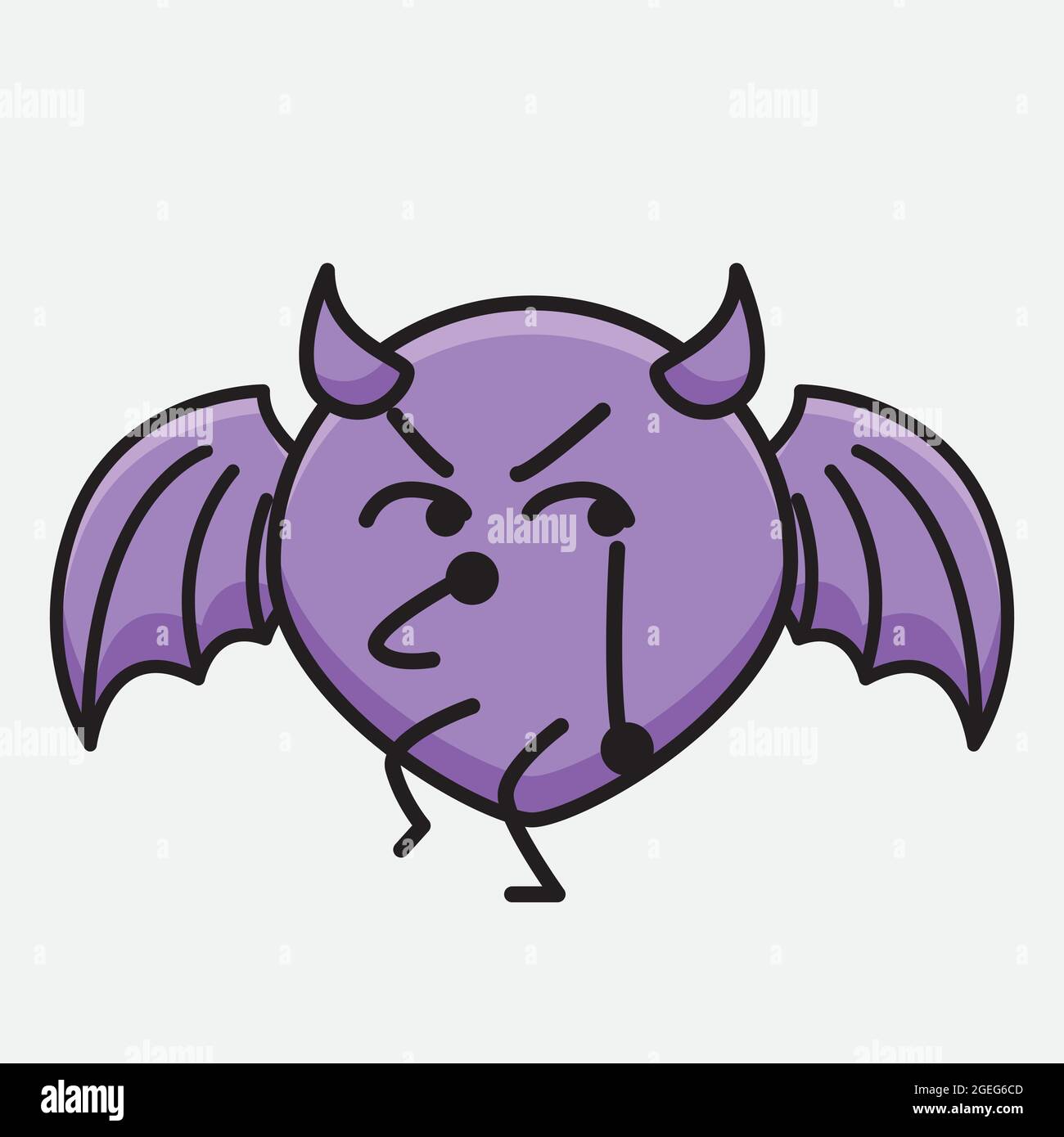 Vector Illustration of Devil Bat Character with cute face and simple ...