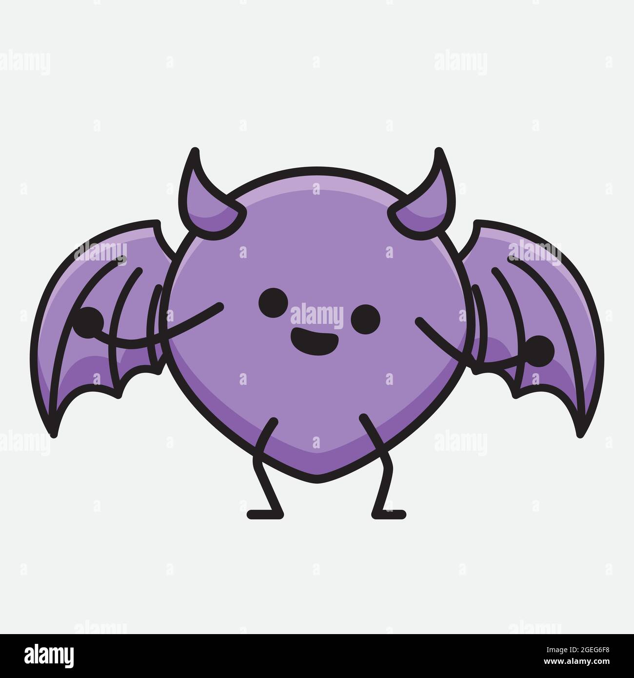 Vector Illustration of Devil Bat Character with cute face and simple ...