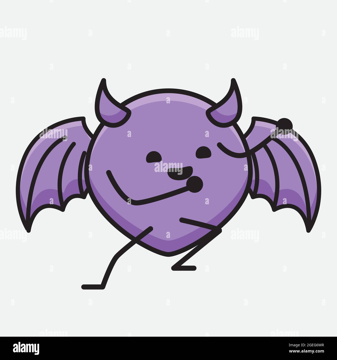 Vector Illustration of Devil Bat Character with cute face and simple ...