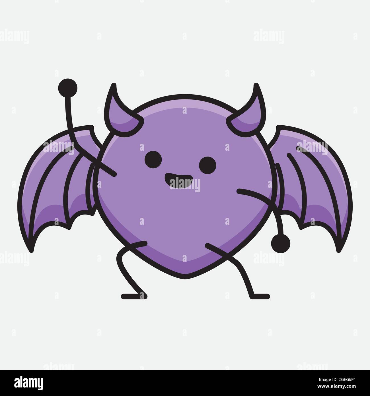 Vector Illustration of Devil Bat Character with cute face and simple ...
