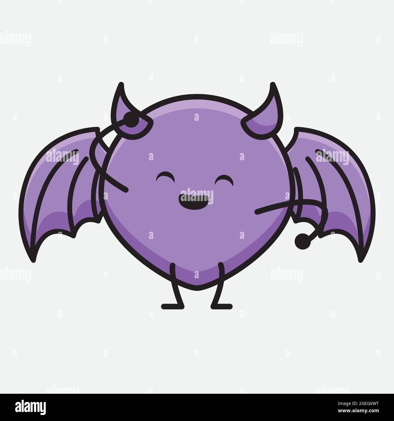Vector Illustration of Devil Bat Character with cute face and simple ...