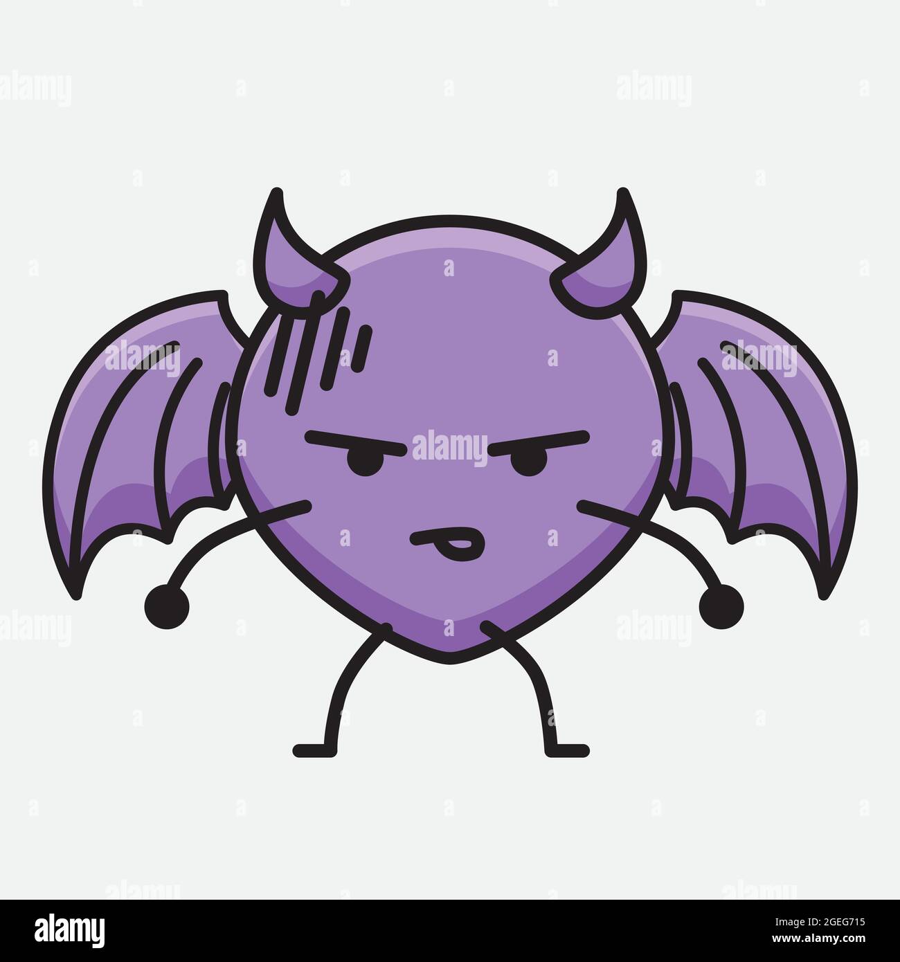 Vector Illustration of Devil Bat Character with cute face and simple ...