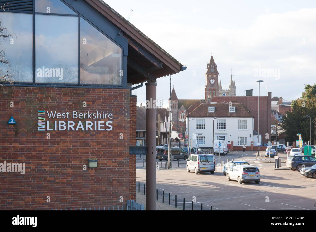 Views of Newbury including the local library, in Berkshire in the UK ...