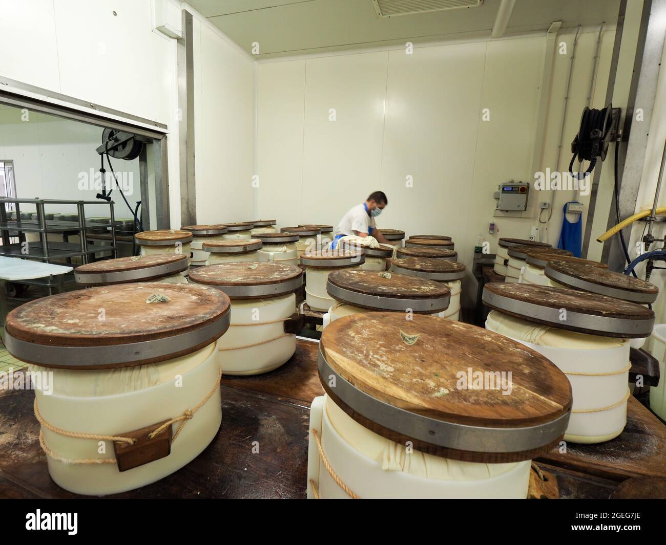 MONTECCHIO, ITALY - Jan 18, 2021: A big cheese factory in Montecchio ...