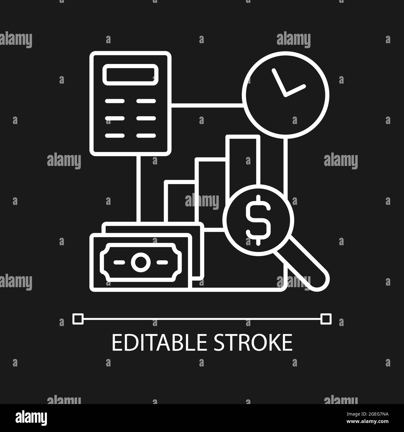 Financial management white linear icon for dark theme Stock Vector ...