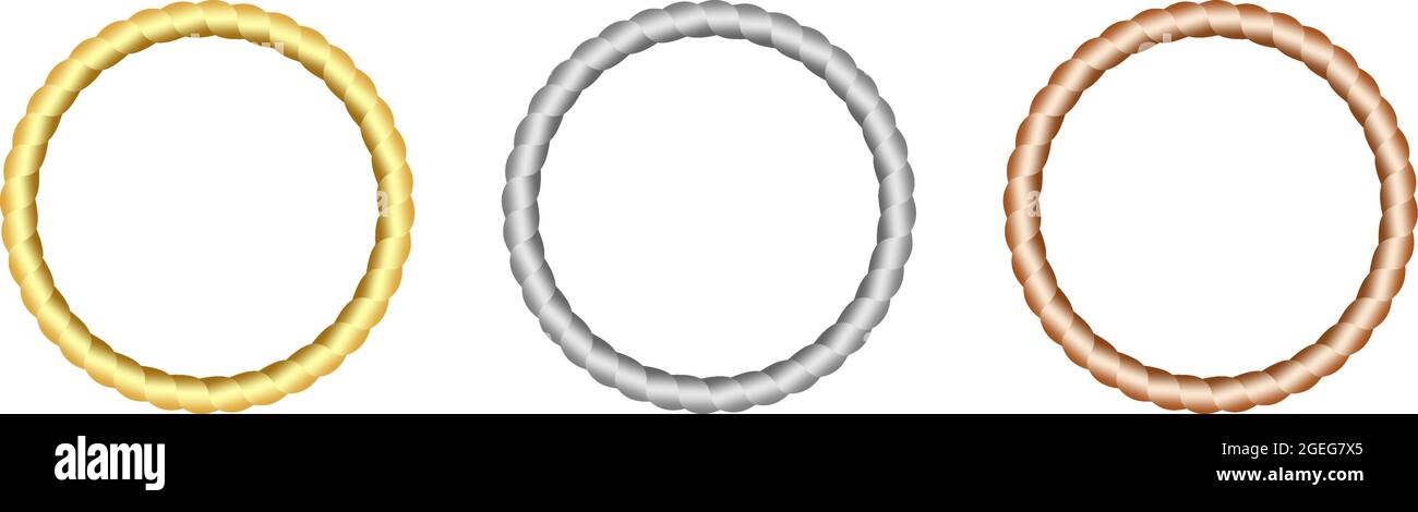 Cord or rope circle set in gold, silver, bronze as vector Stock Vector ...