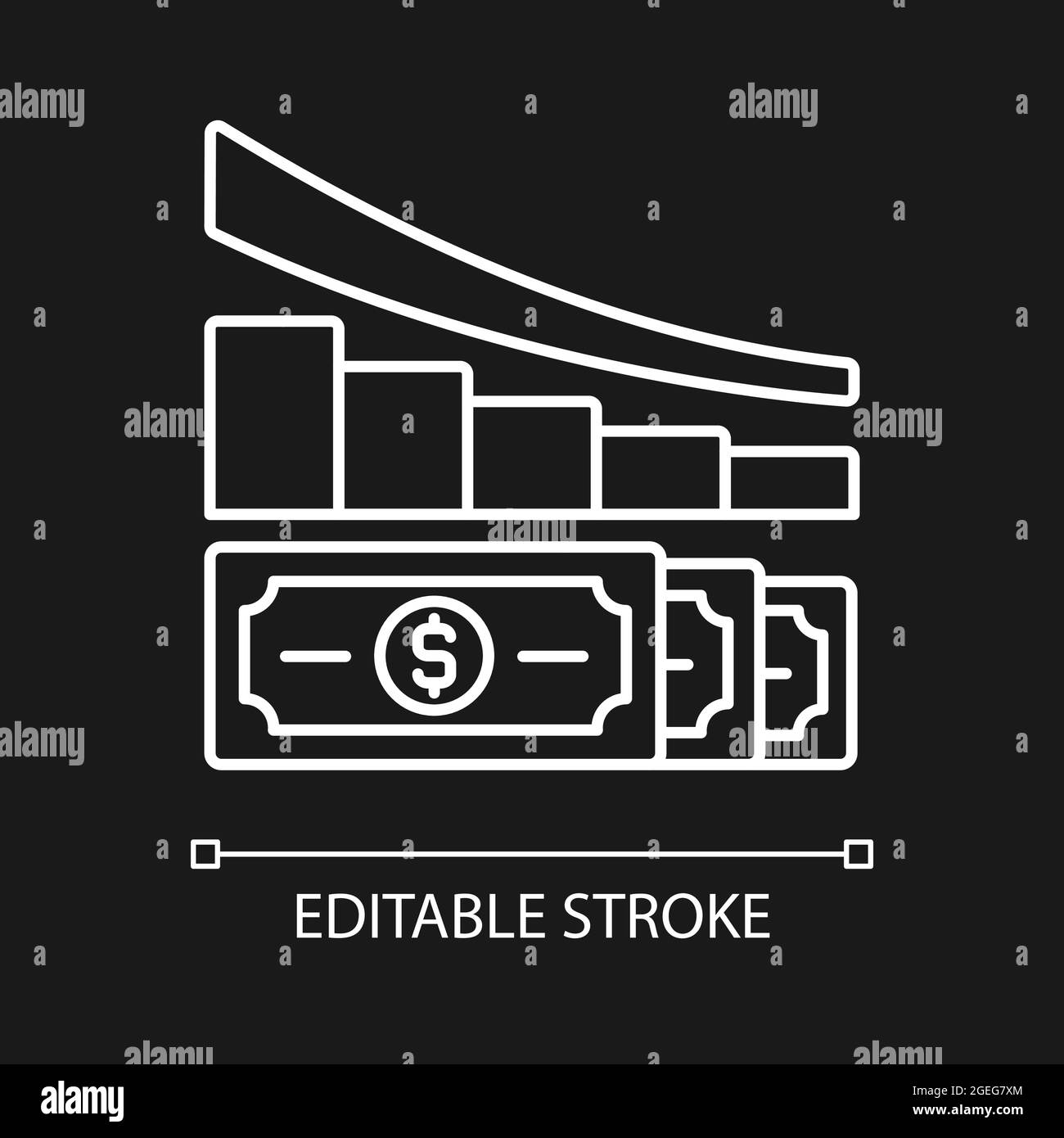 Expense reduction white linear icon for dark theme Stock Vector Image ...