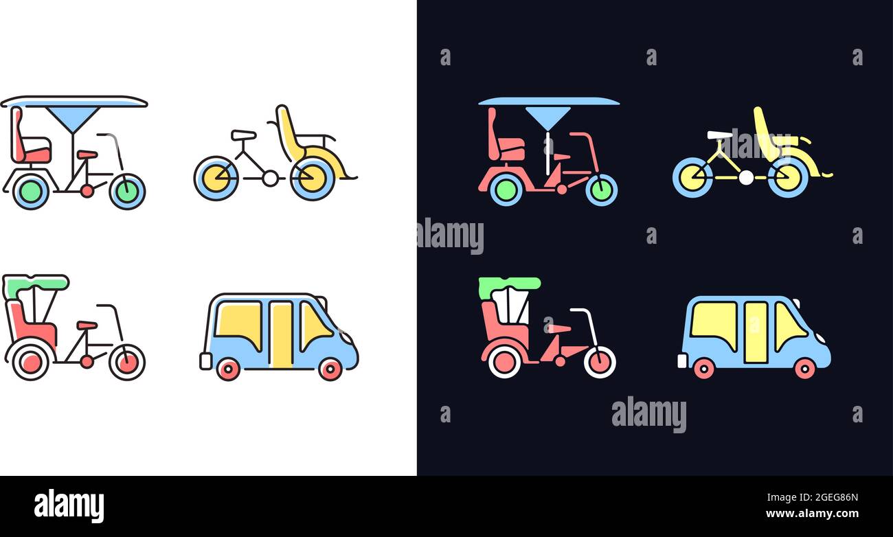 Vehicle for hire light and dark theme RGB color icons set Stock Vector ...