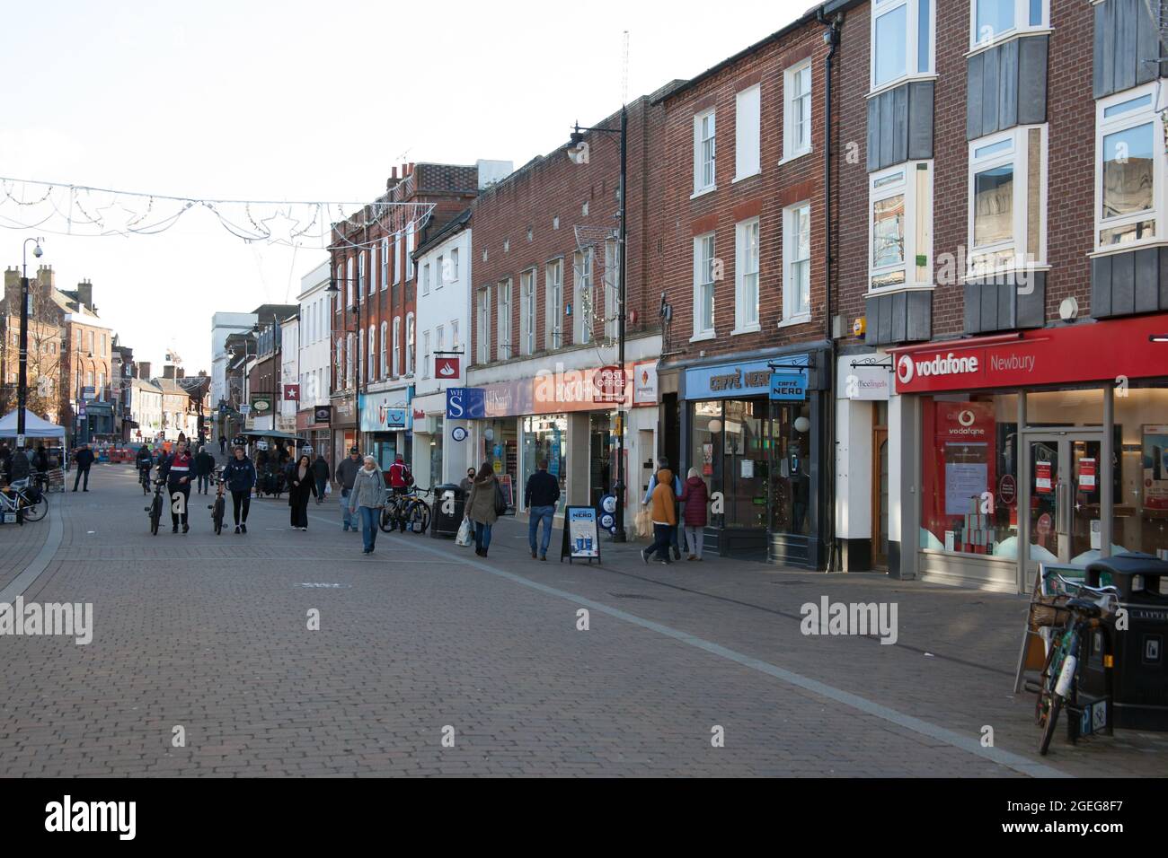 The shopping precinct on Bridge Street in Newbury in the UK, taken on ...