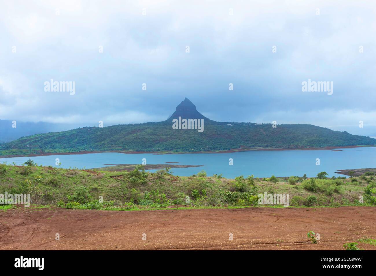 View of Tung fort from Pawna dam view point, Pune, Maharashtra, India ...