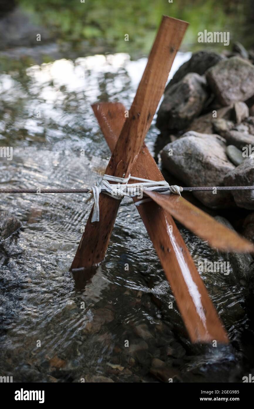 Water wheel made by children in a stream Stock Photo - Alamy