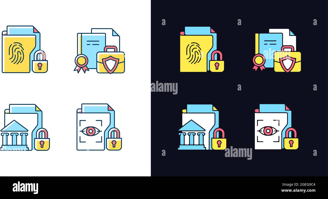 Personal sensitive data light and dark theme RGB color icons set Stock Vector Image & Art - Alamy