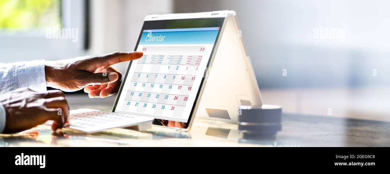 Appointment Schedule Planner And Date Calendar On Hybrid Laptop Stock ...