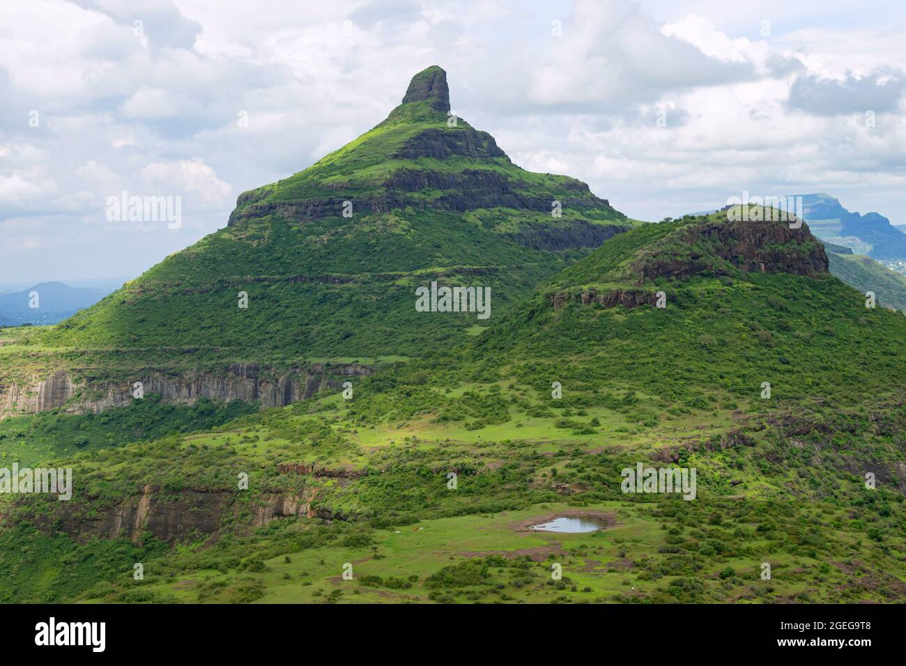 View of Ikhara peak popular with rock climbers from the Dhodap fort ...