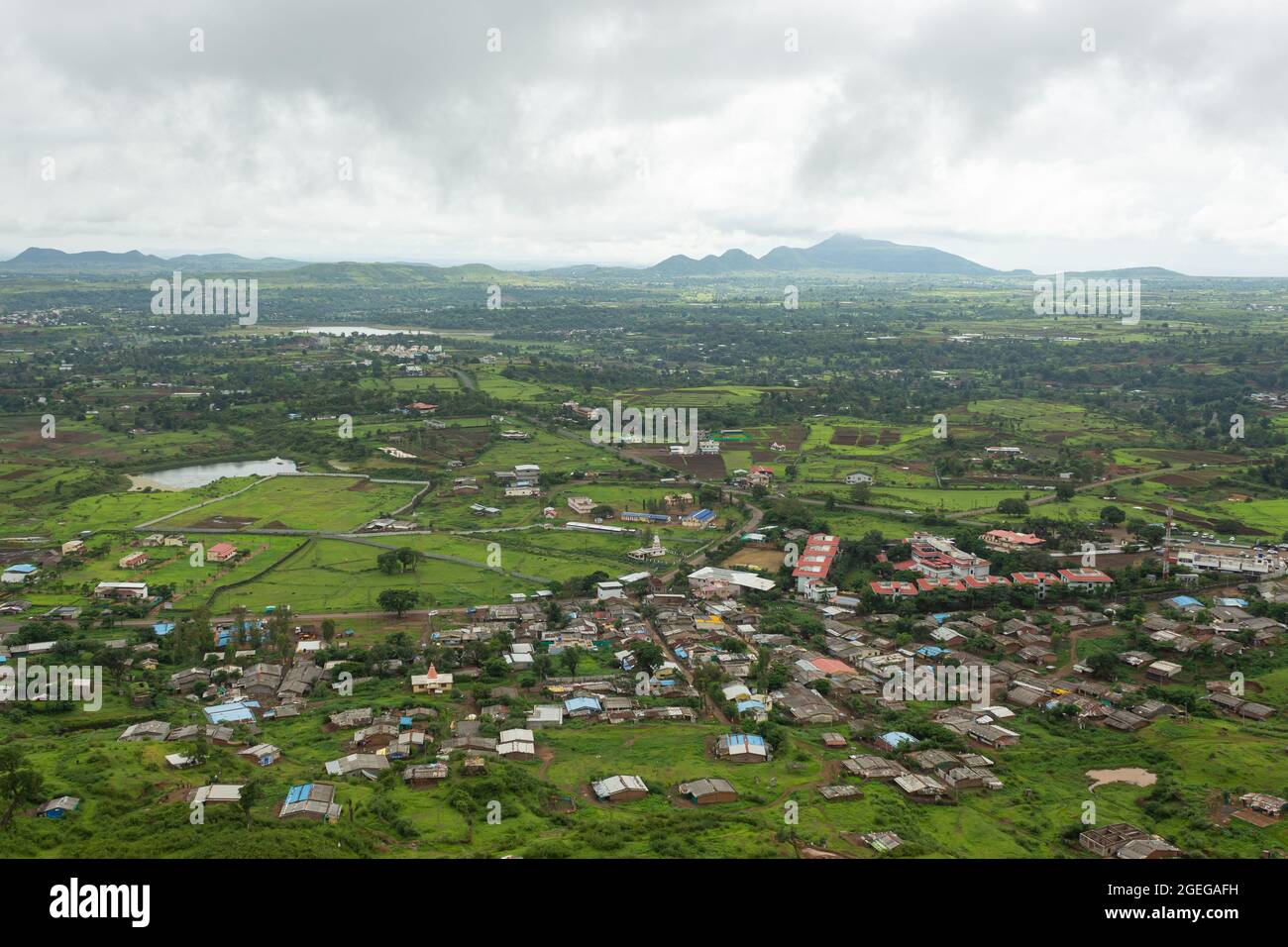 View of Hatgad village from the top of the fort, Hatgad fort, Nashik ...