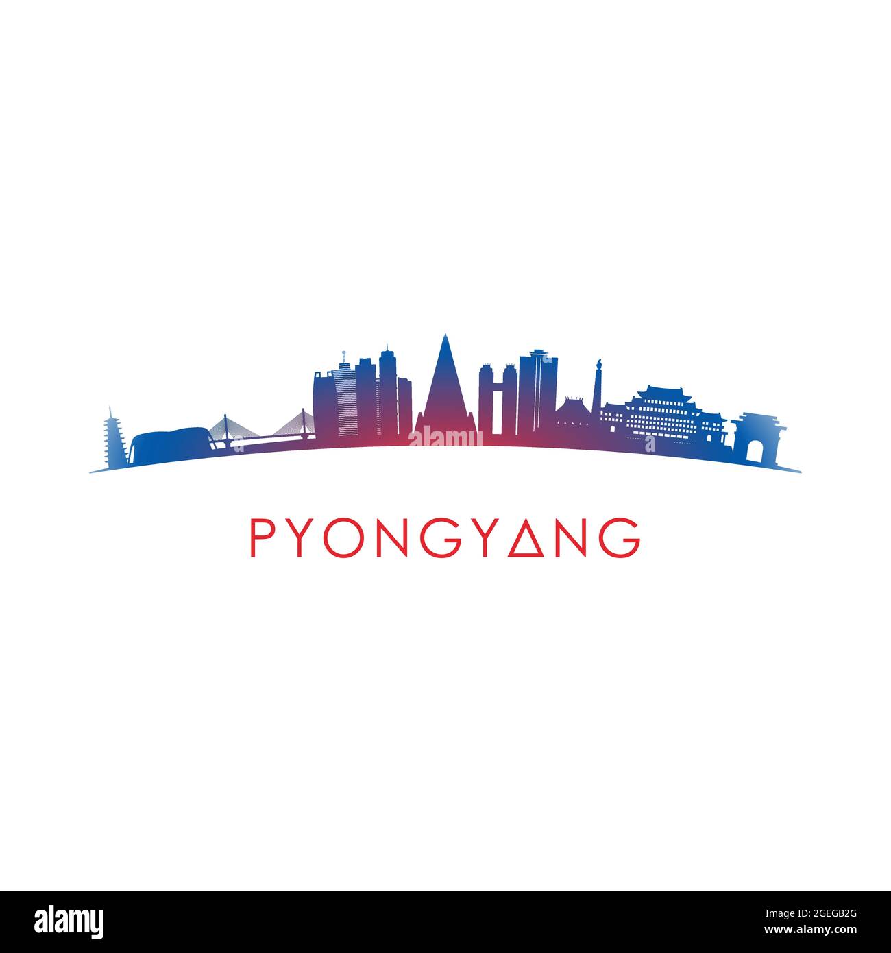 Pyongyang skyline silhouette. Vector design on white background Stock ...