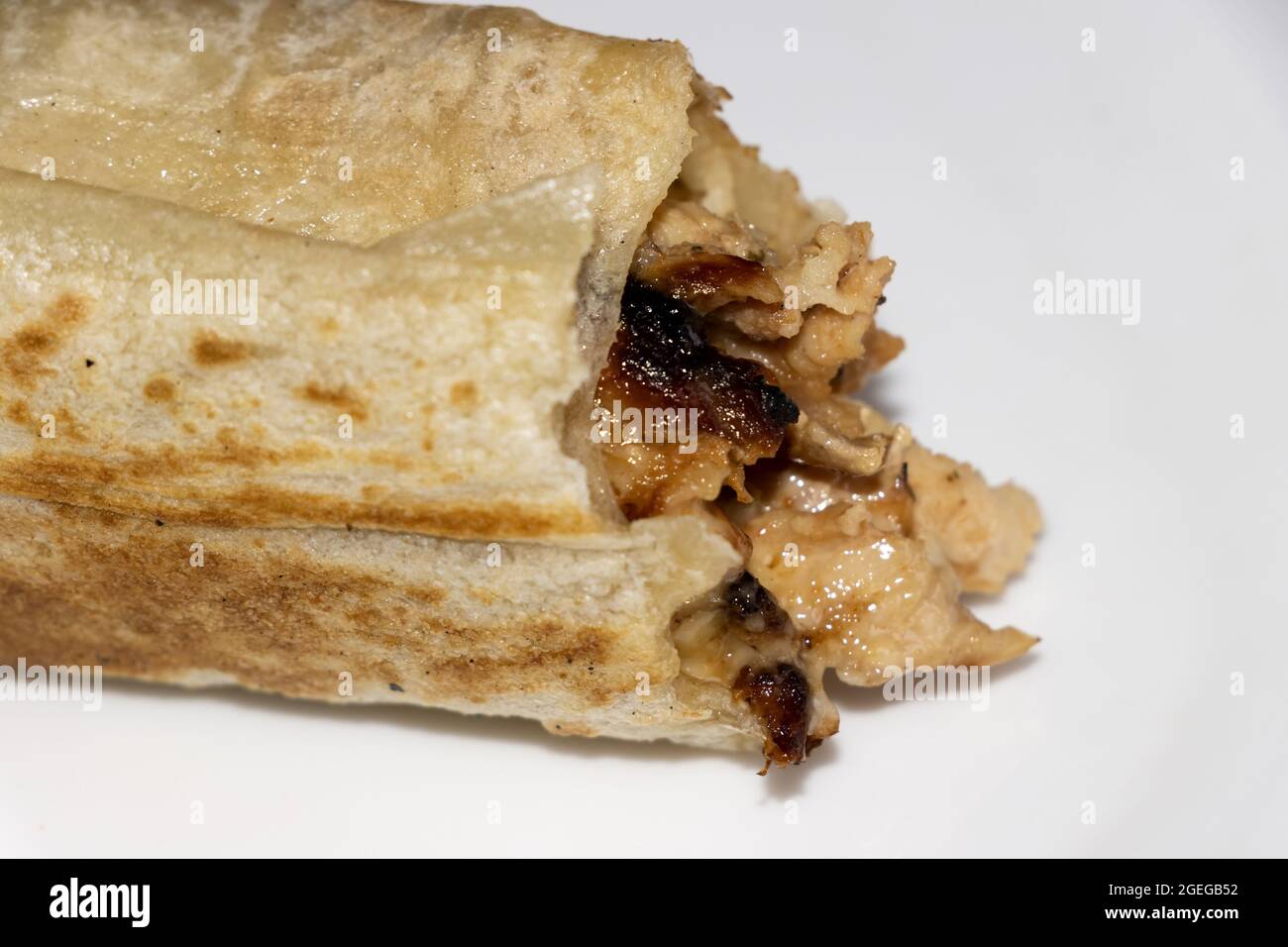 Chicken Shawarma Roll In White Background. Selective Focus Stock Photo ...
