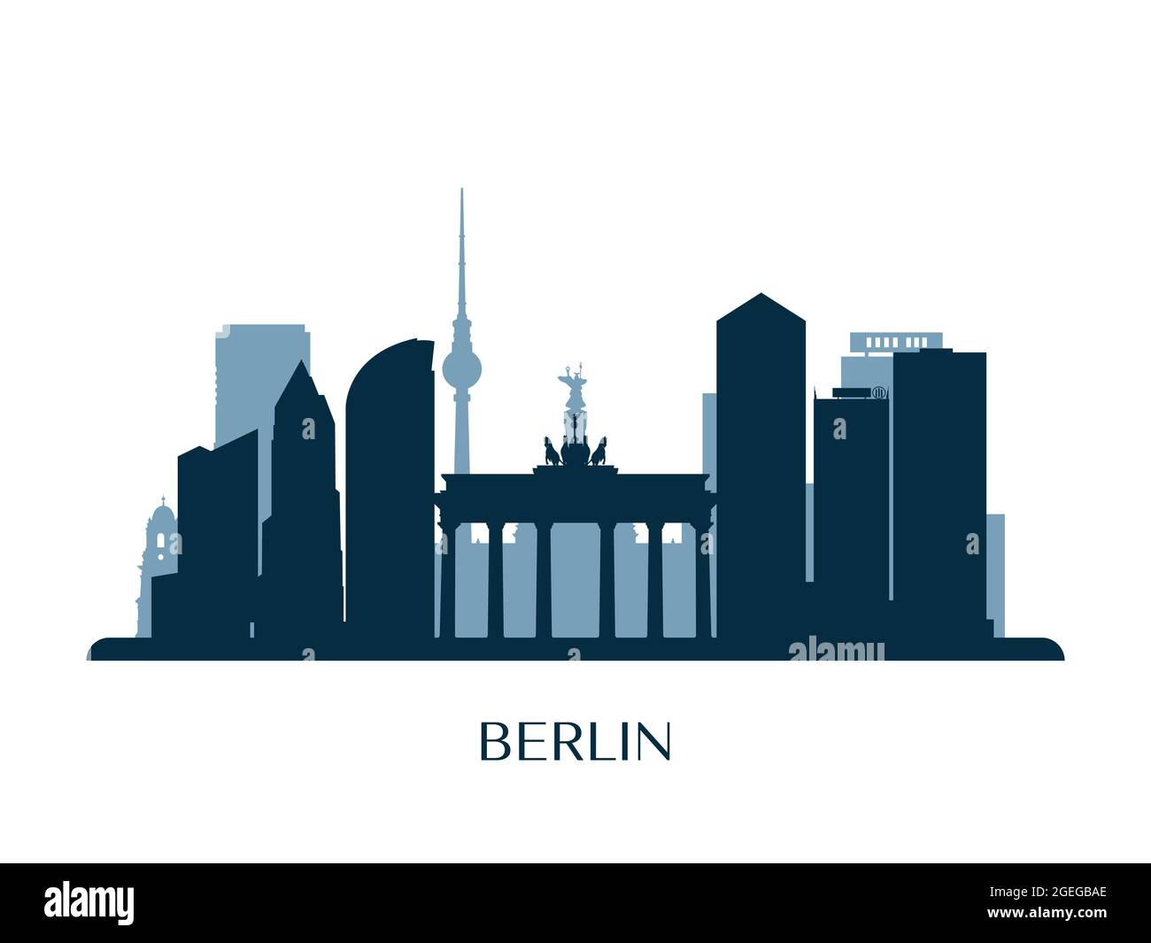 Berlin skyline, monochrome silhouette. Vector illustration Stock Vector ...