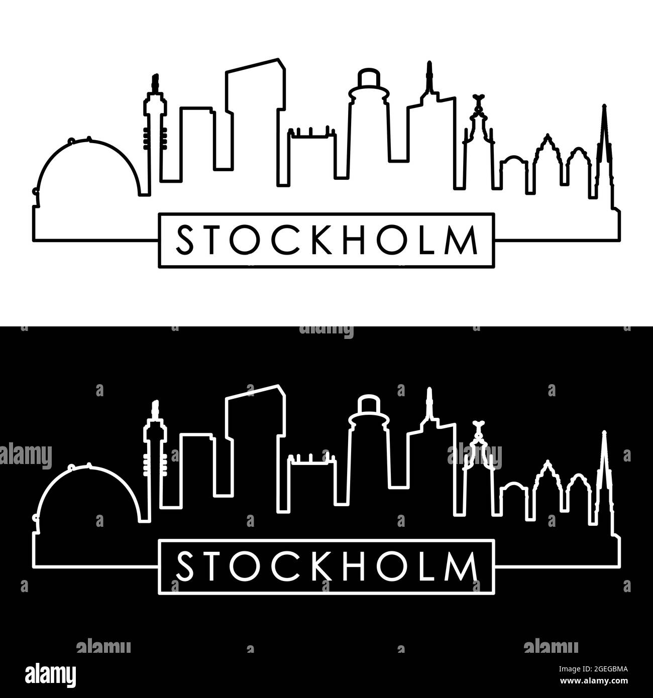 Stockholm skyline. Linear style. Editable vector file Stock Vector ...