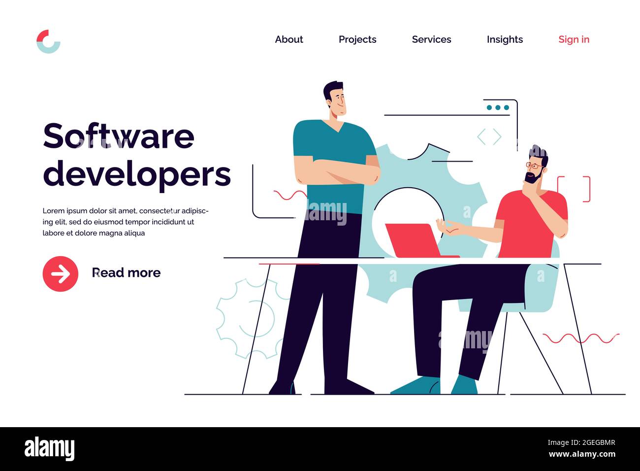 Business concept flat style outline vector illustration on the subject ...