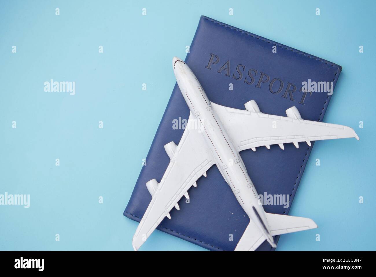 top view of passport and plate on table with copy space Stock Photo - Alamy