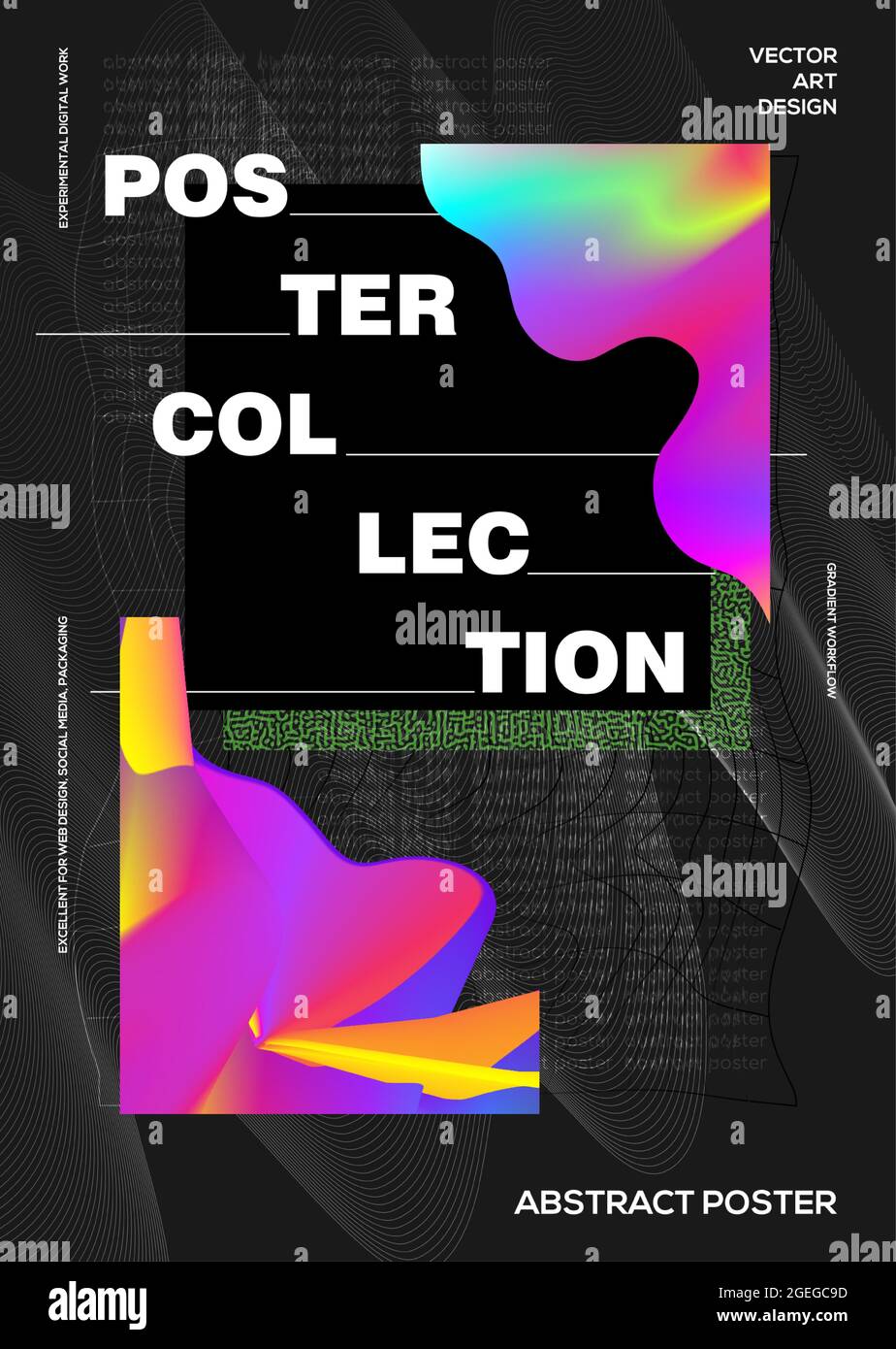 Liquid gradient color poster. Fluid and geometric shapes Stock Vector ...
