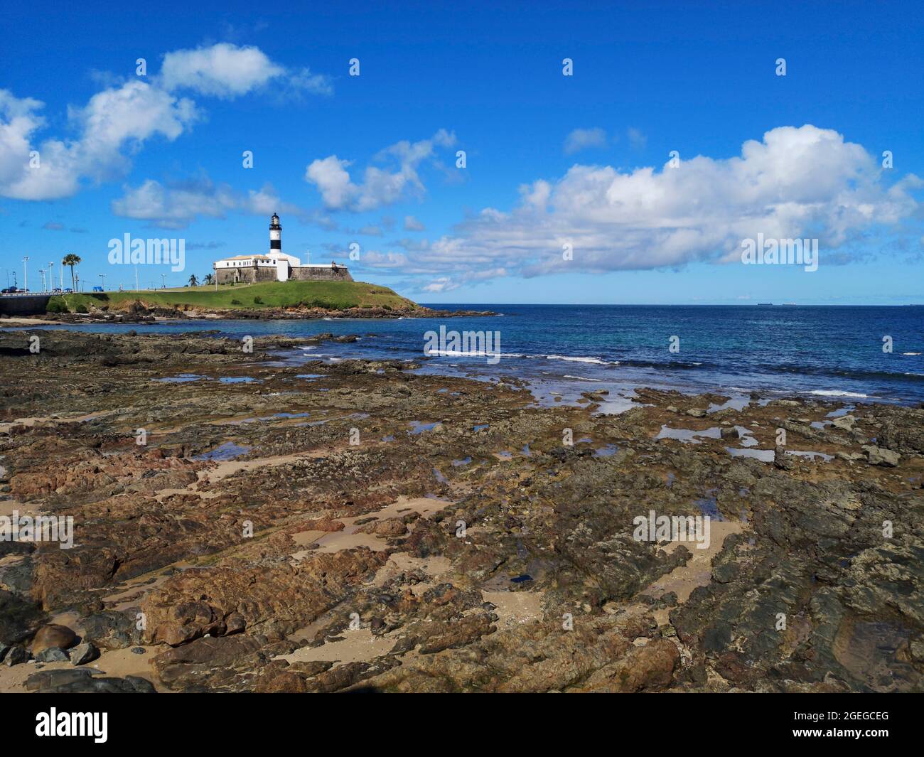 View of Barra beach with Barra Lighthouse in the background Salvador ...