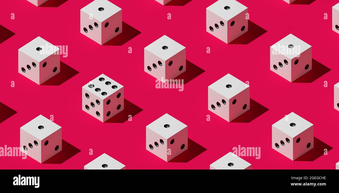 White isometric dice showing number one with one showing number six ...