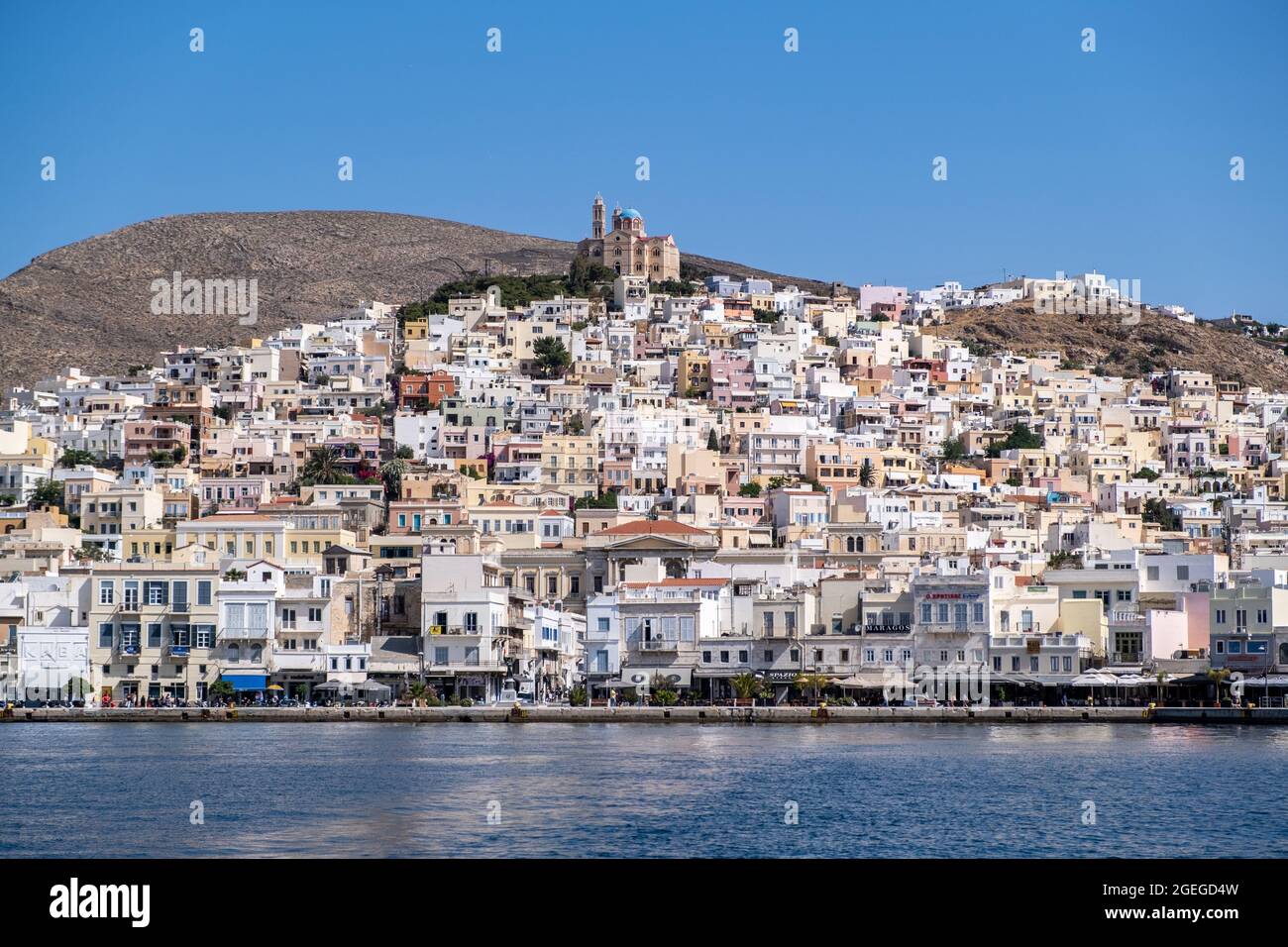 Syros island, Cyclades, Greece. May 27, 2021. Ermoupolis city town ...