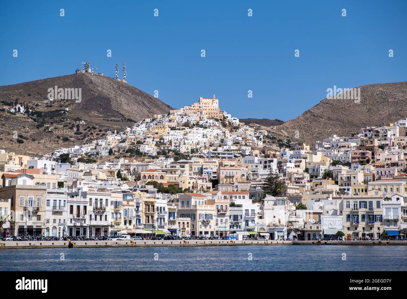 Syros island, Cyclades, Greece. May 27, 2021. Ermoupolis city town ...