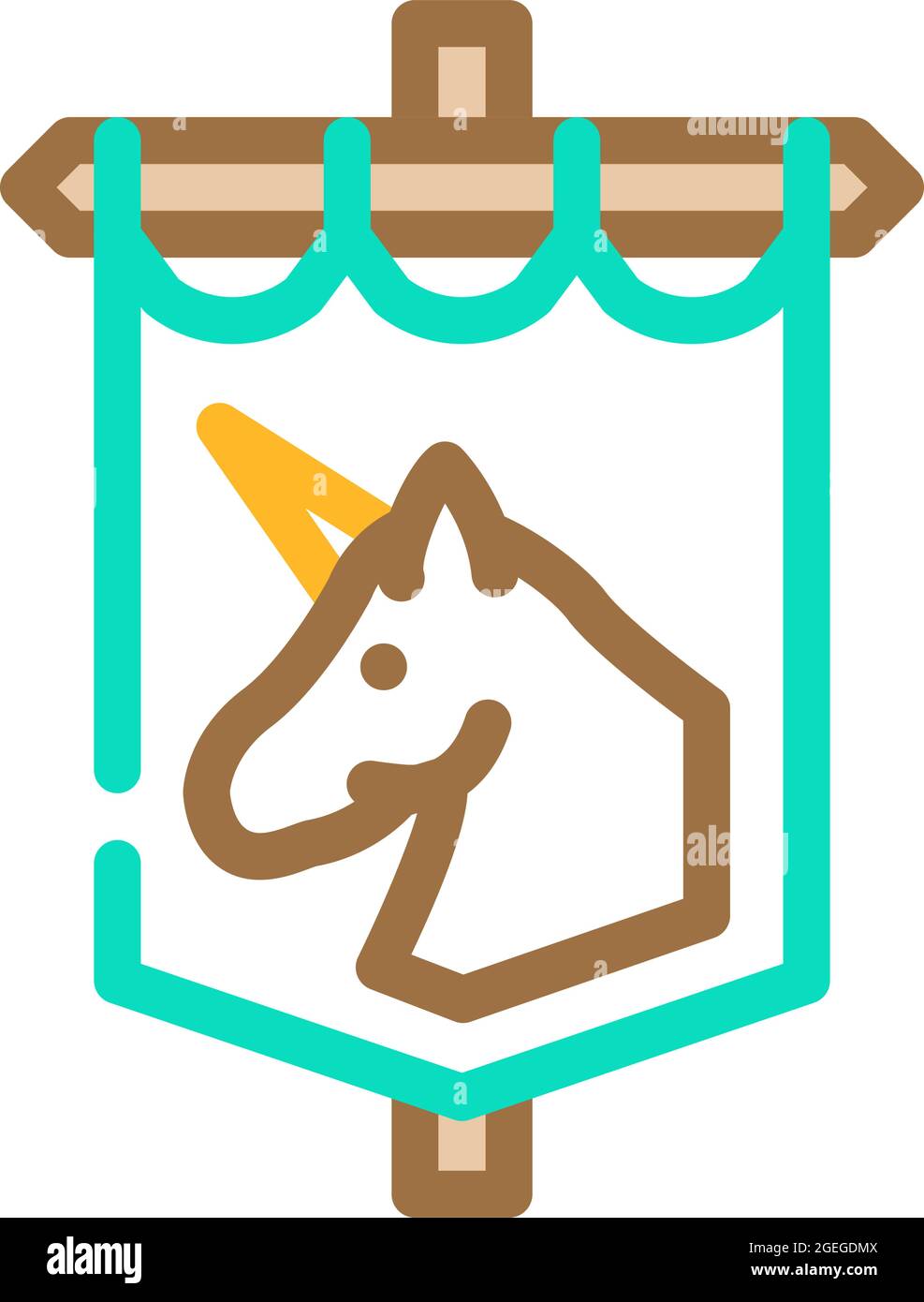 medieval flag fairy tale color icon vector illustration Stock Vector ...