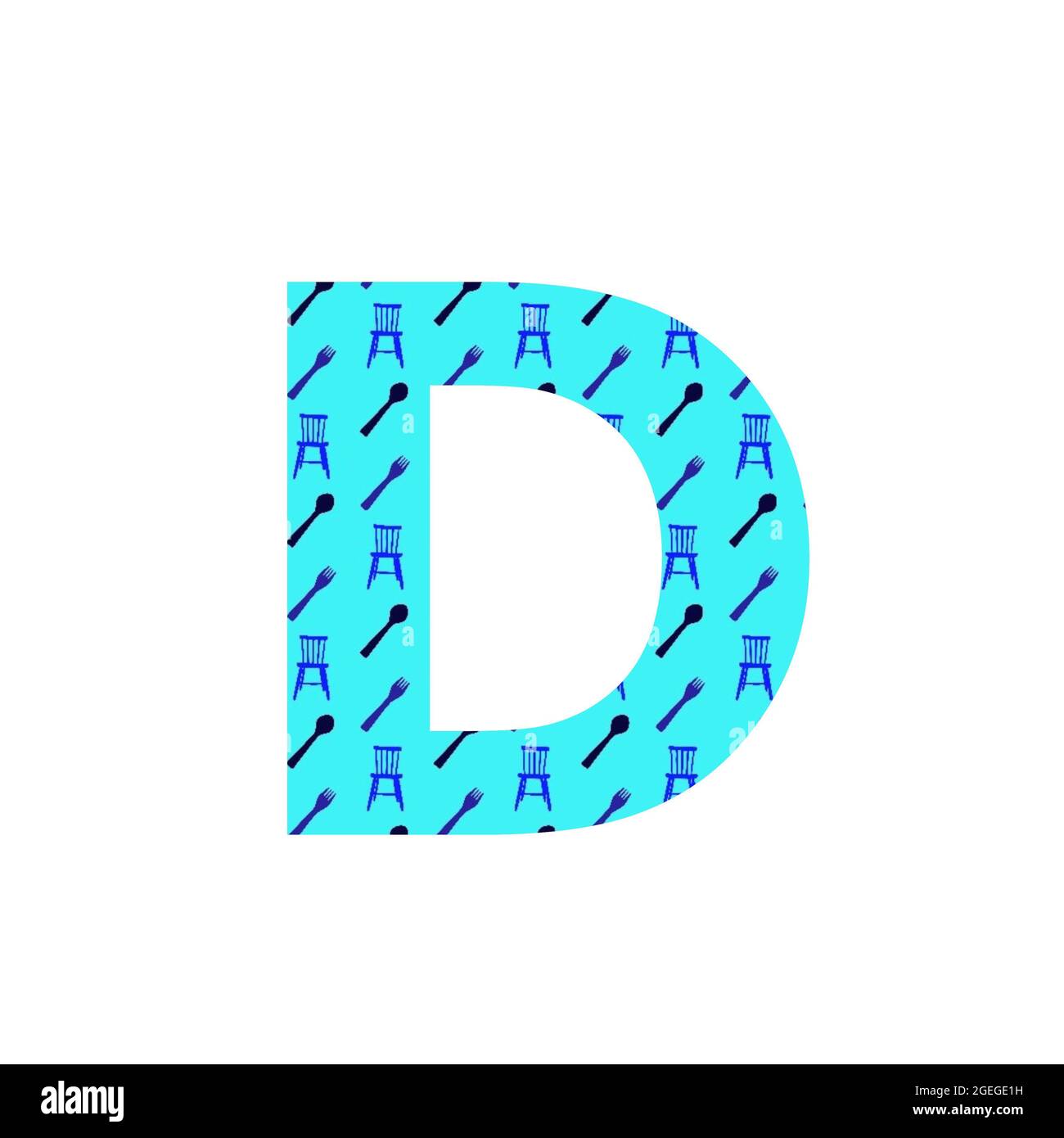 Letter D of the alphabet made with a pattern of spoons, forks and ...