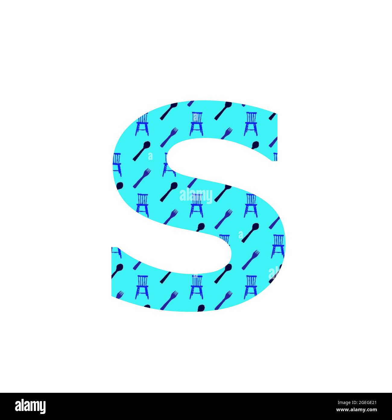 Letter S of the alphabet made with a pattern of spoons, forks and ...