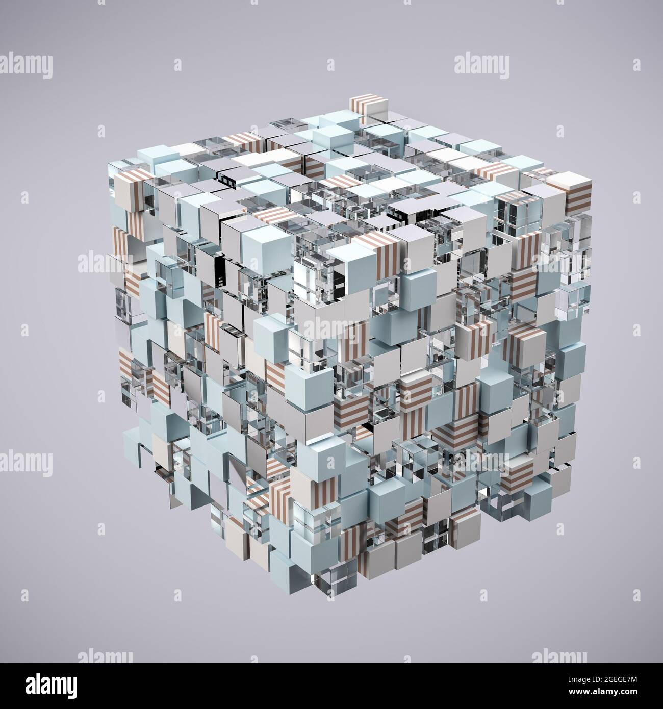 A Cube Of Cubes Abstract Image With Four Different Types Of Cubes Striped Metallic Turquoise