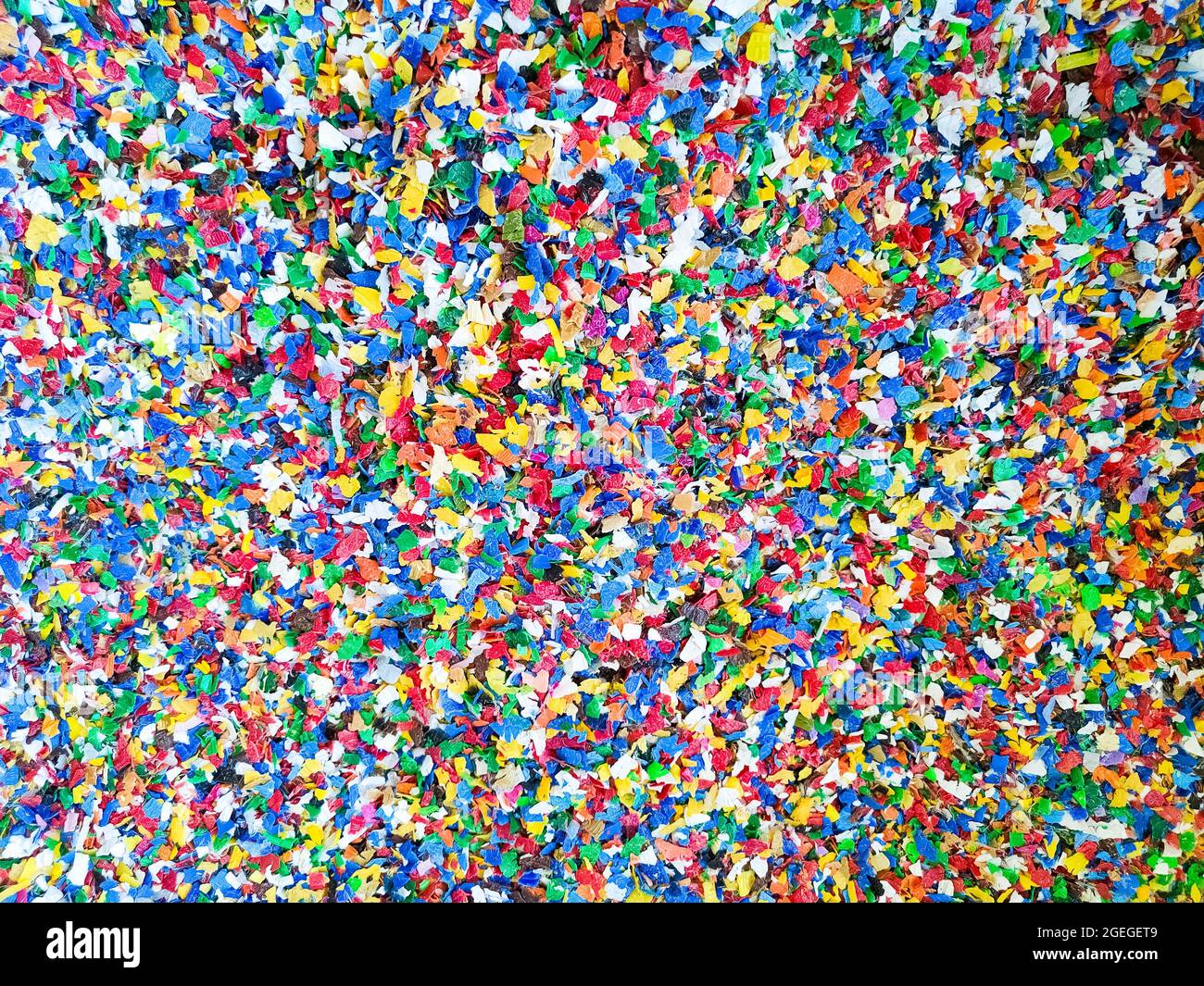 Plastic granules for recycling. Used colorful plastic. The concept of ...