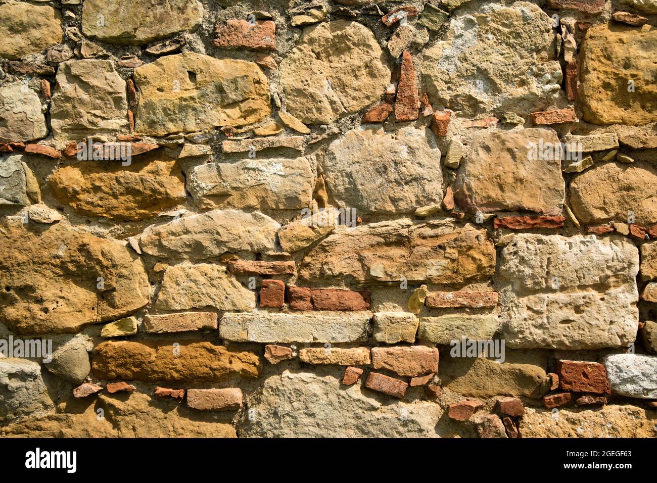 Architectural details of an external wall completely built in stone ...