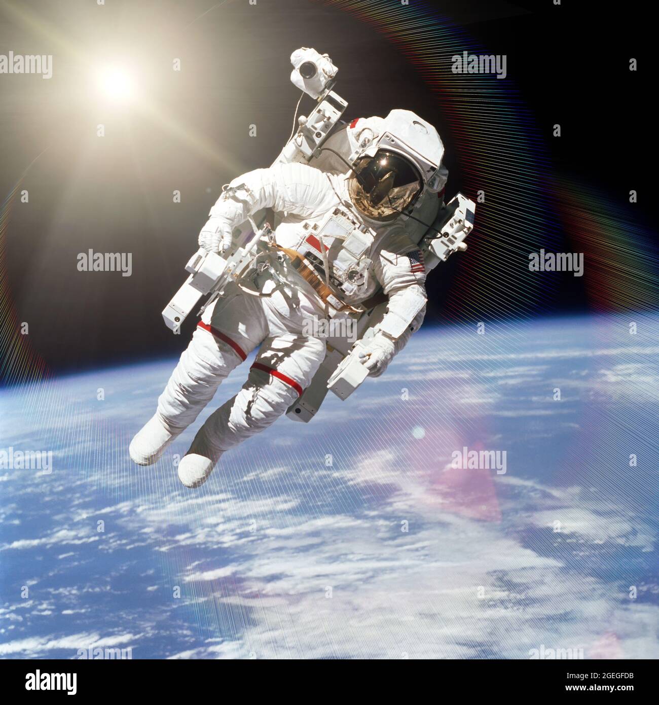 Astronaut in outer space on background of the Earth. Elements of this ...