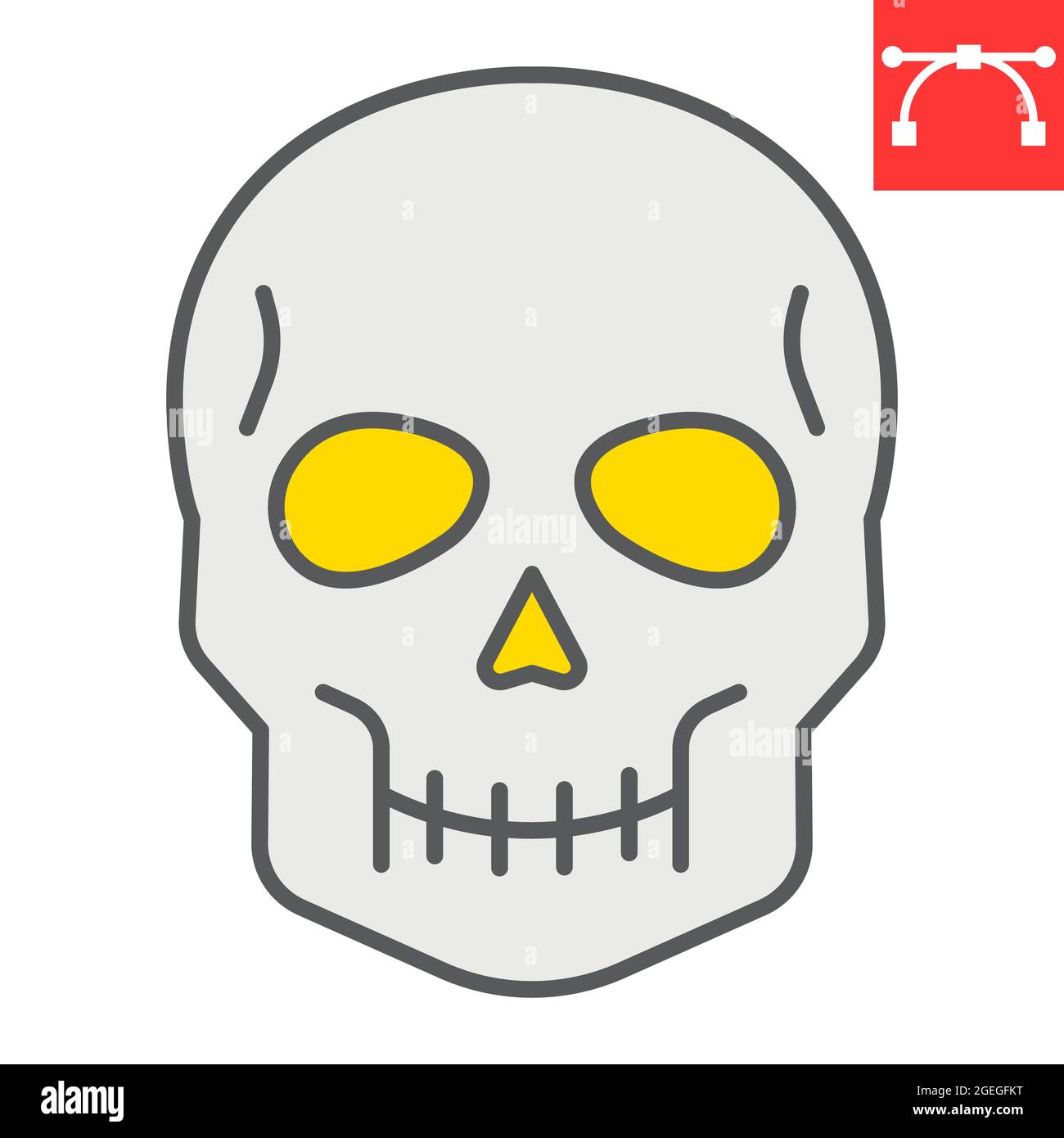 Skull color line icon, holiday and halloween, human skull vector icon ...