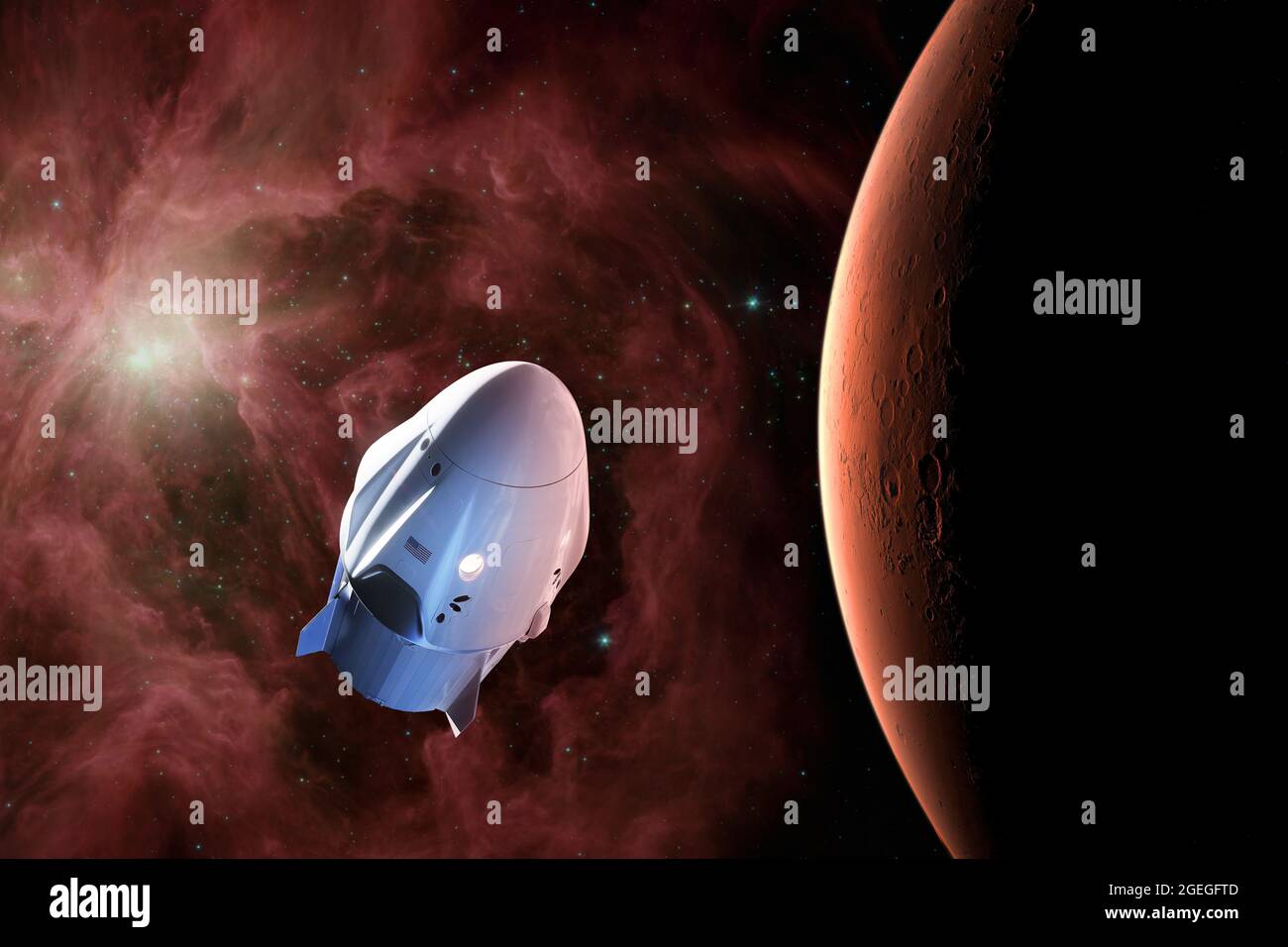 Cargo spacecraft in low-Mars orbit. Elements of this image furnished by ...