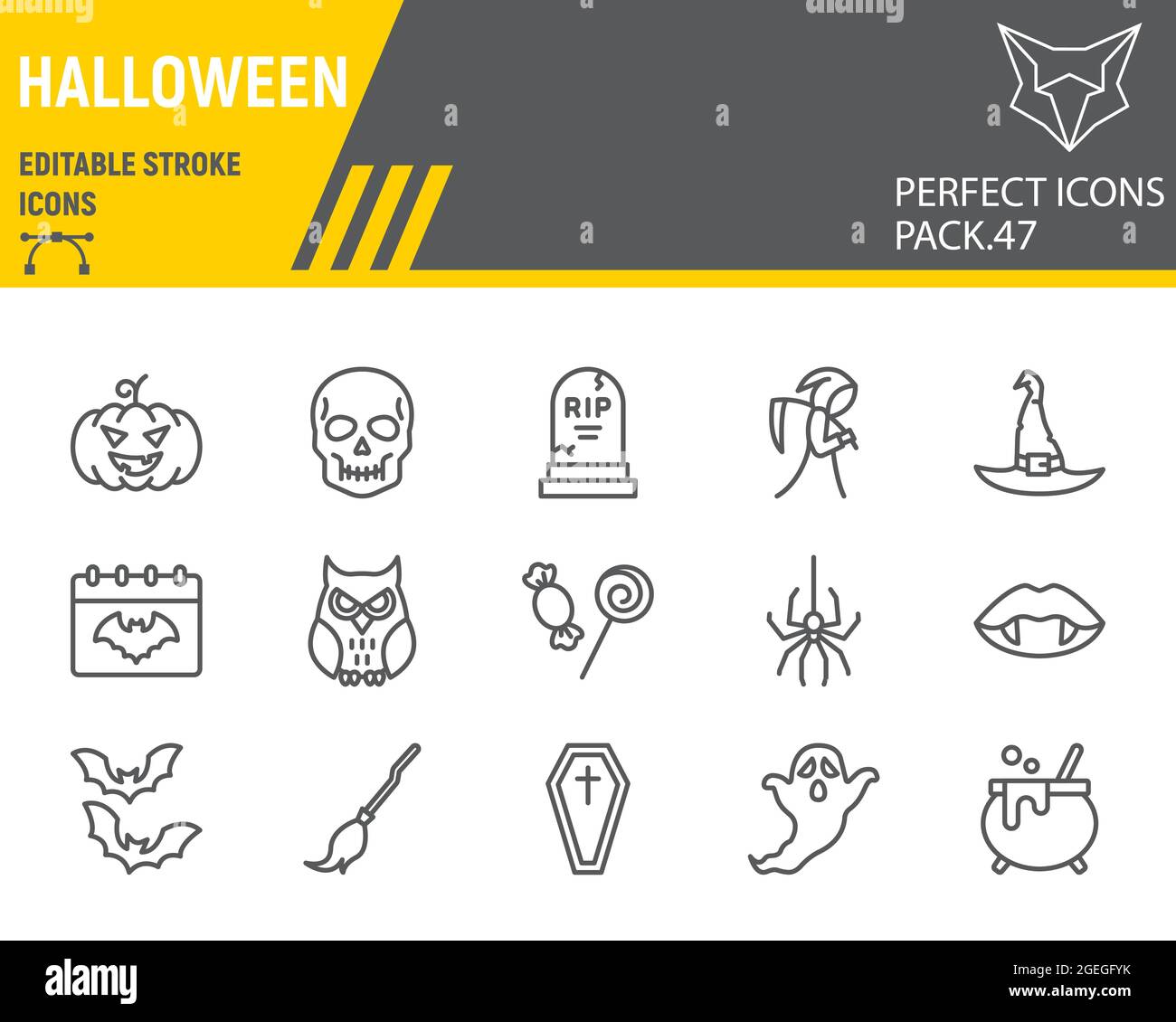 Halloween line icon set, horror collection, vector graphics, logo ...