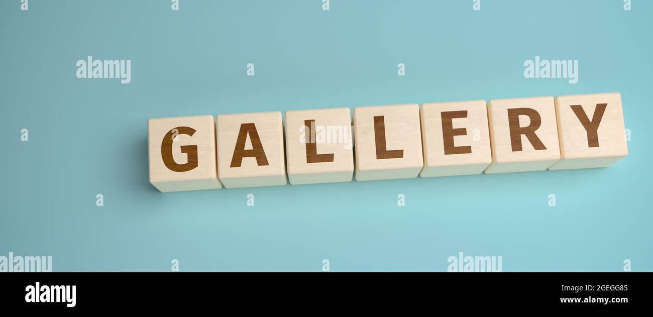 "Gallery" web banner - the word gallery built from letters on wooden ...