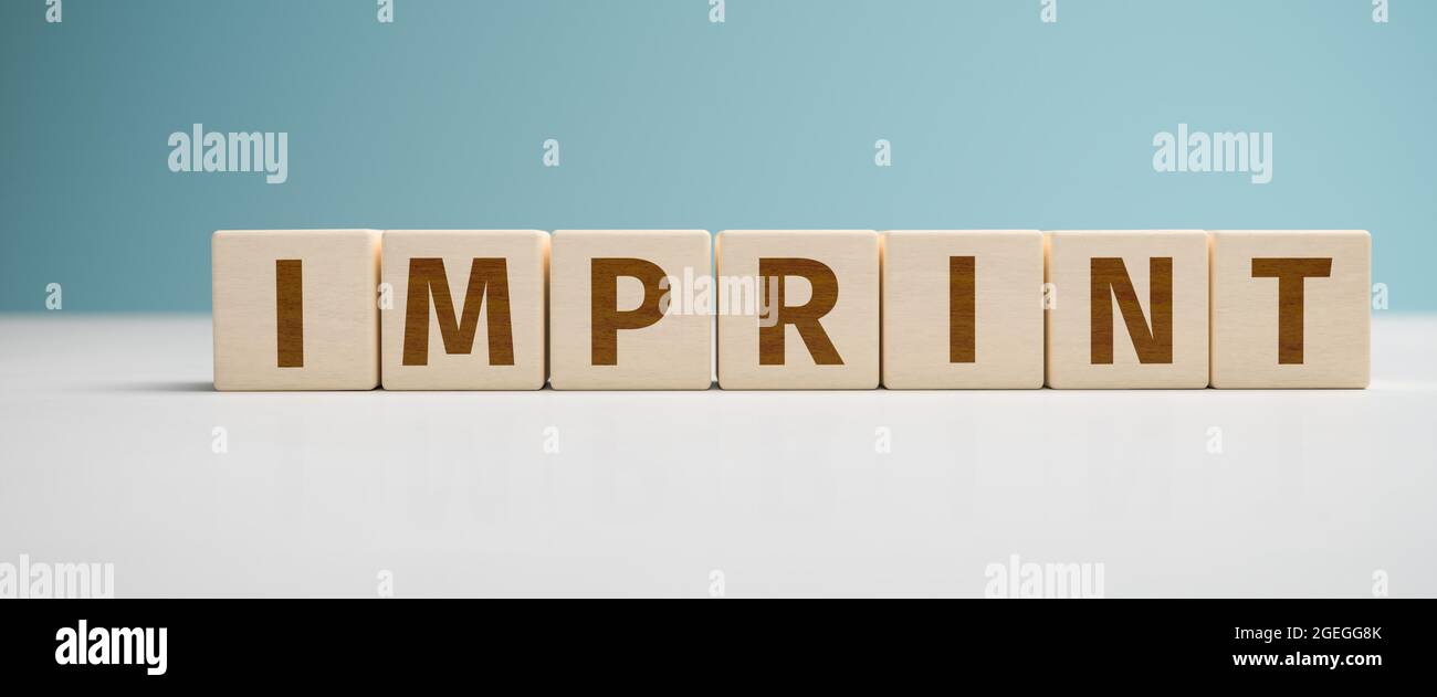 "Imprint" web banner - the word imprint built from letters on wooden ...