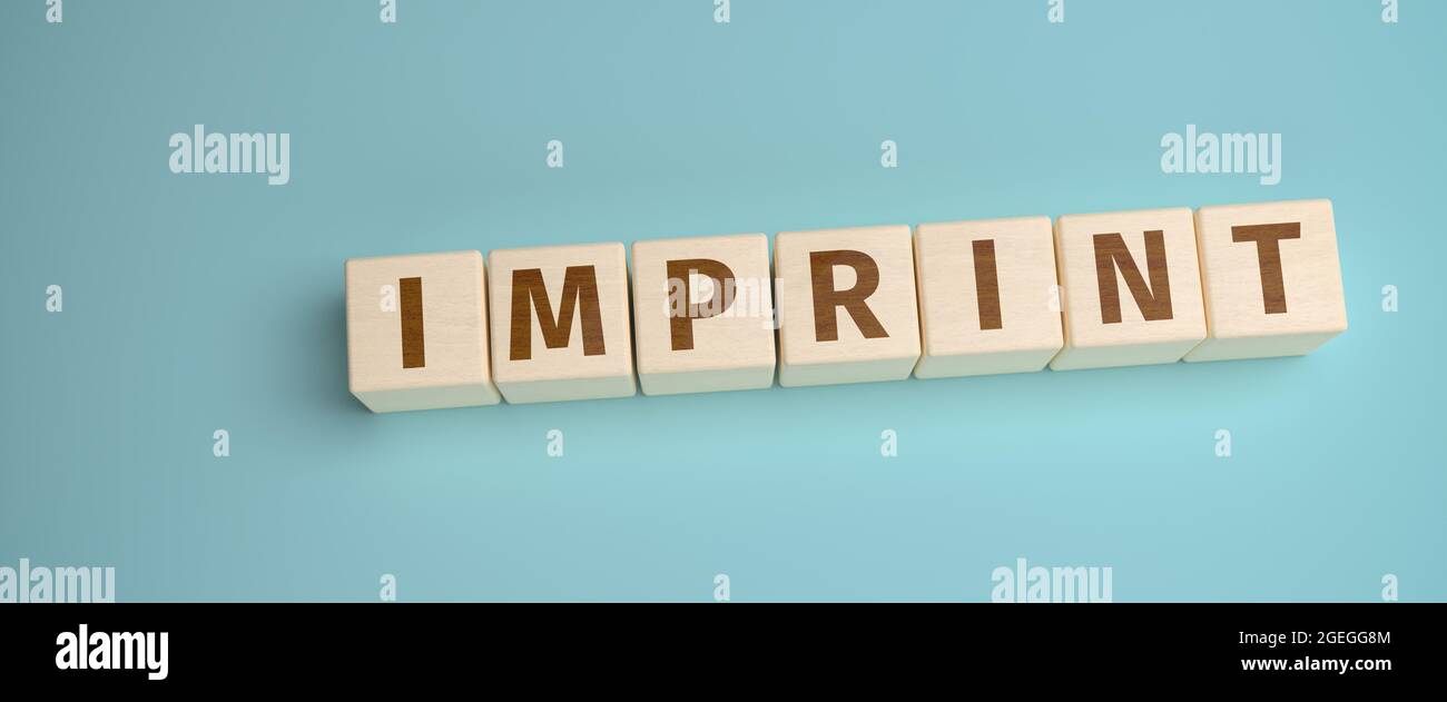"Imprint" web banner - the word imprint built from letters on wooden ...