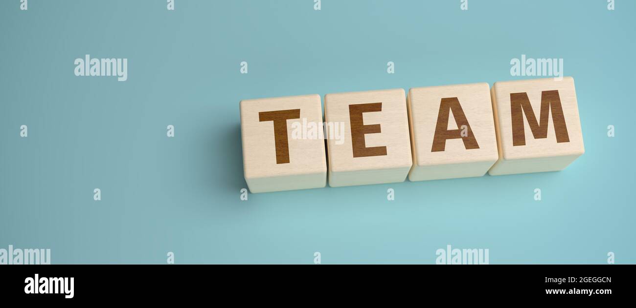 "Team" web banner - the word team built from letters on wooden cubes ...