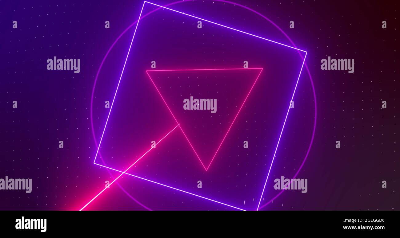 Image of rotating red and pink neon shapes with pink and red laser ...