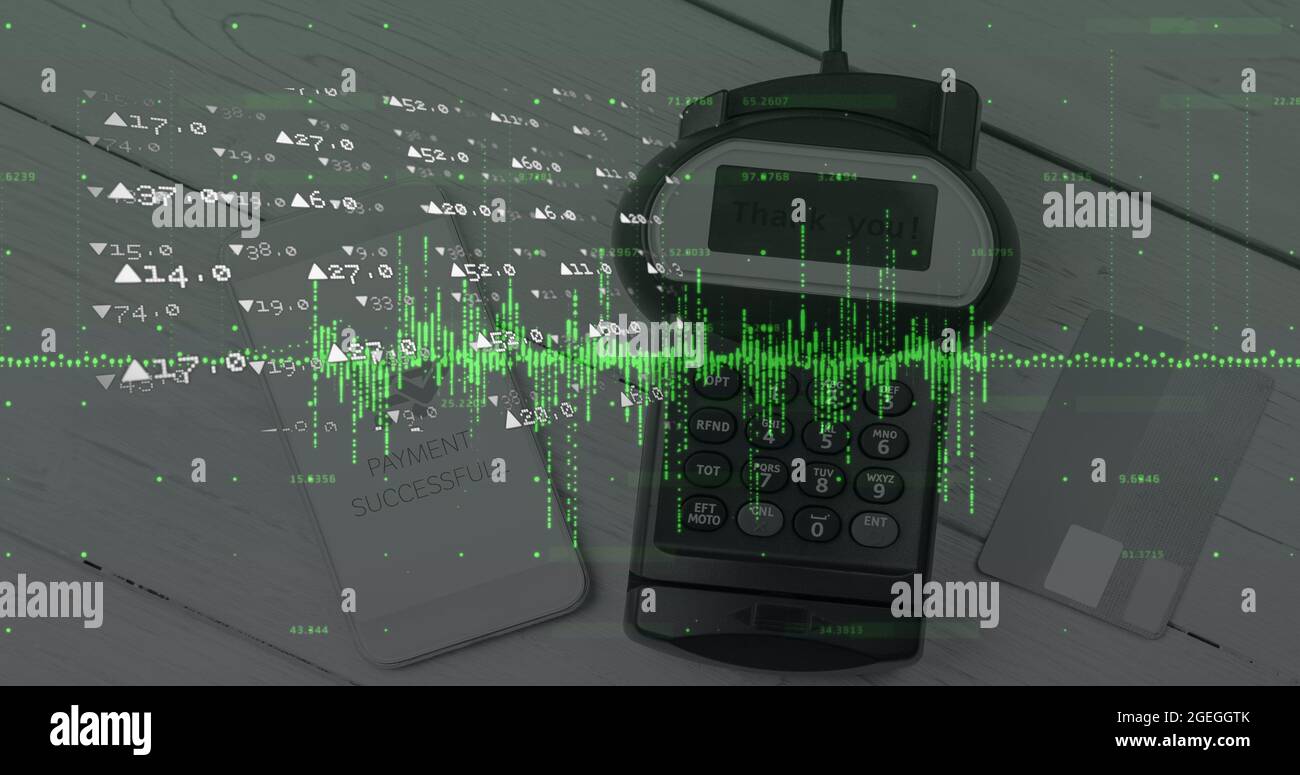 Image of financial data processing over payment terminal Stock Photo ...