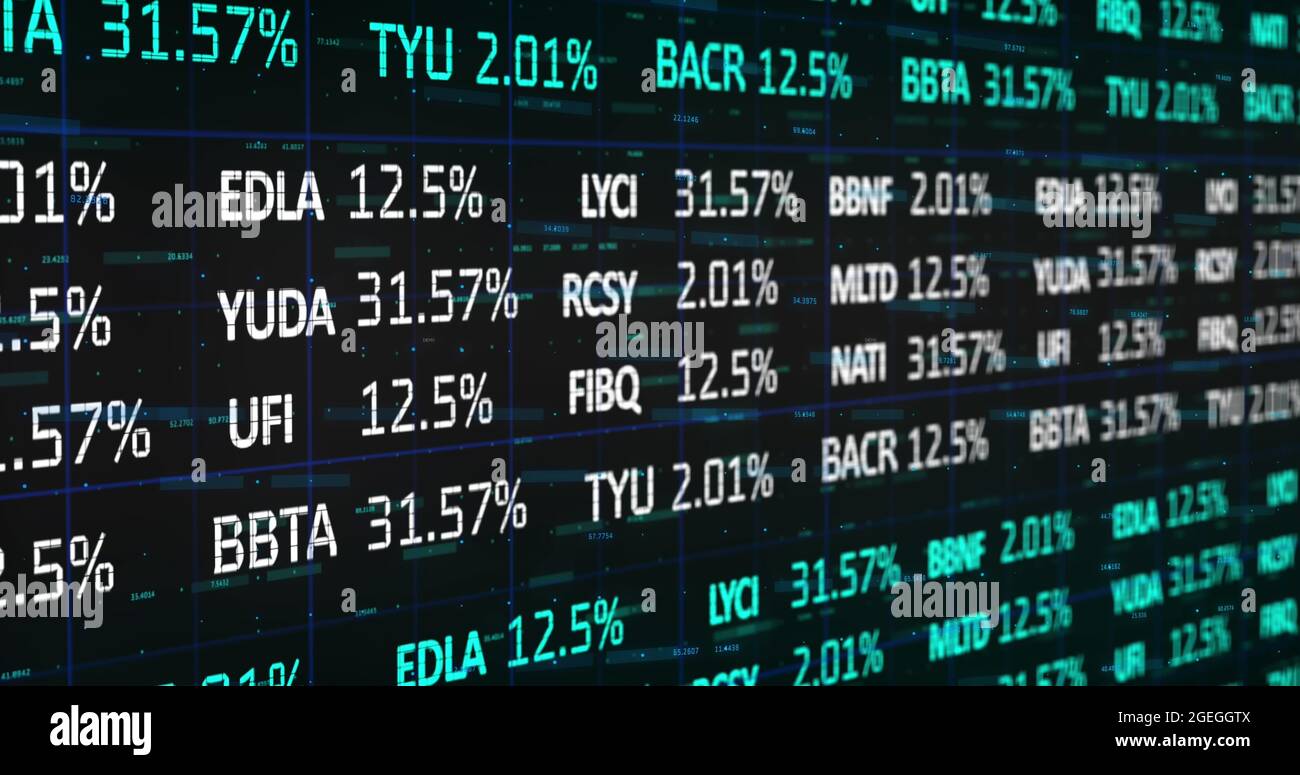 Stock market data processing against black background Stock Photo - Alamy