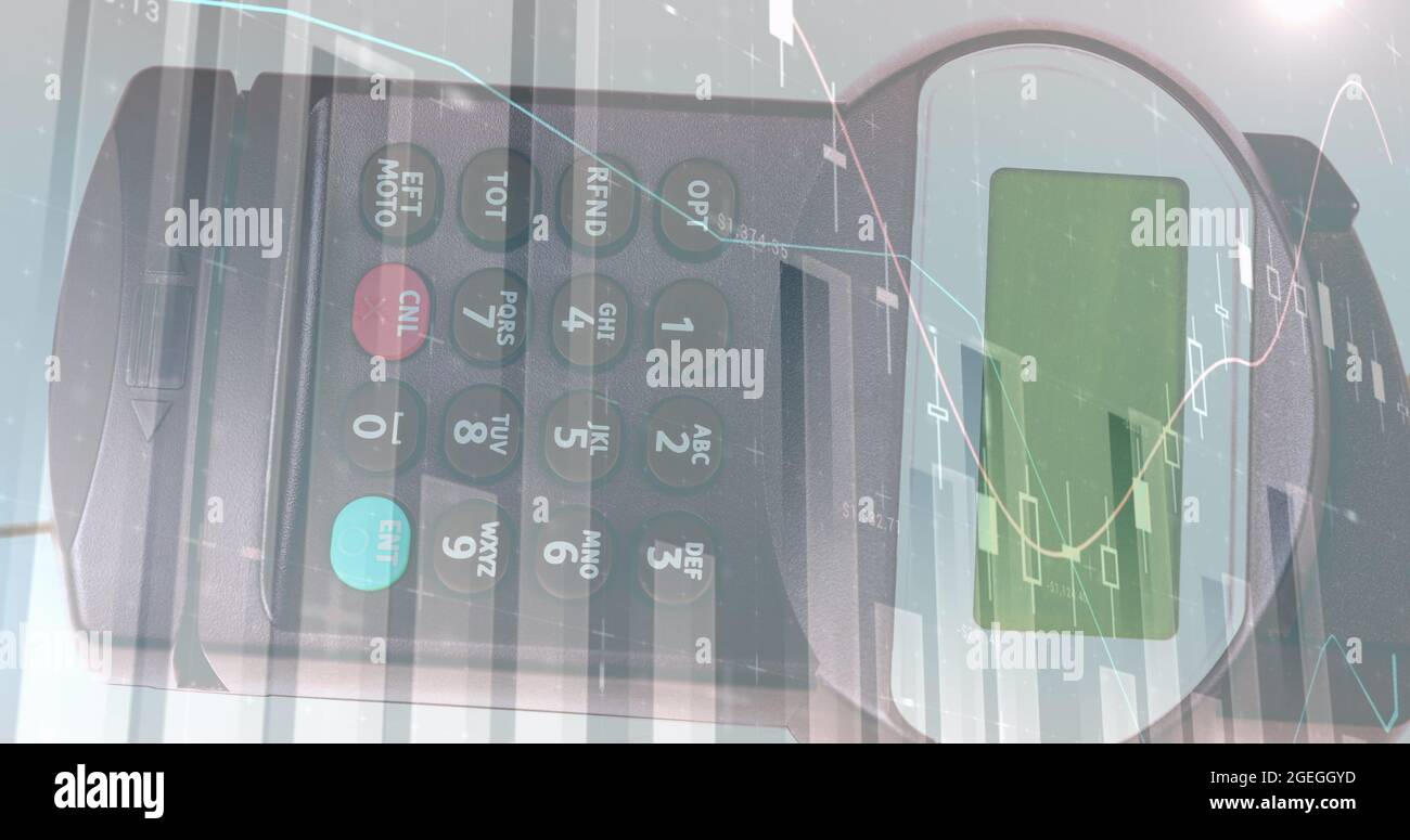 Image of financial data processing over payment terminal Stock Photo ...