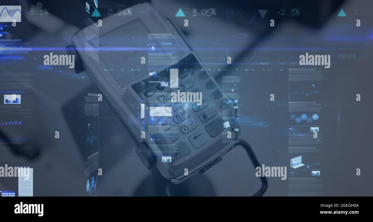 Image of financial data processing over credit card terminal Stock ...