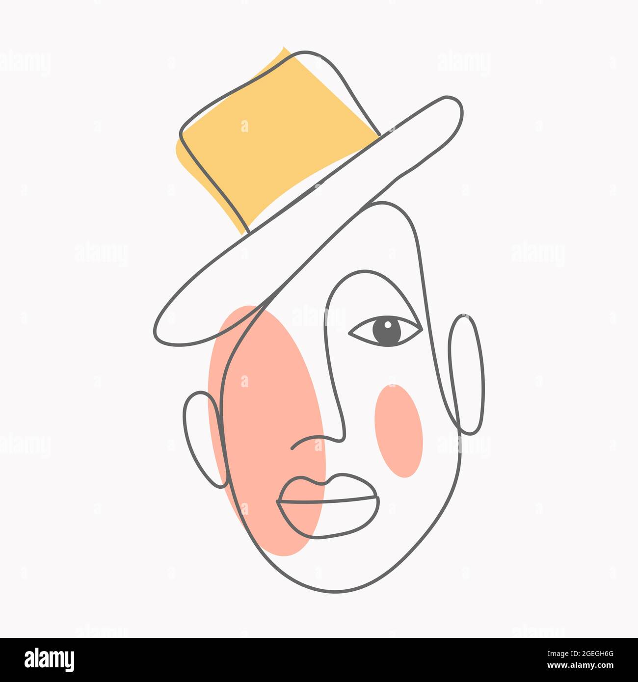 Abstract gender face in a linear style. Surreal art with colored ...